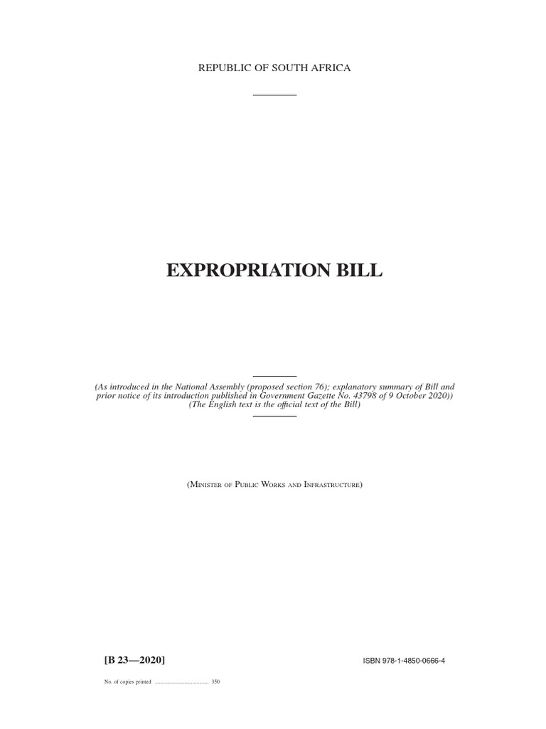 Expropriation Bill | PDF | Eminent Domain | Real Estate Appraisal