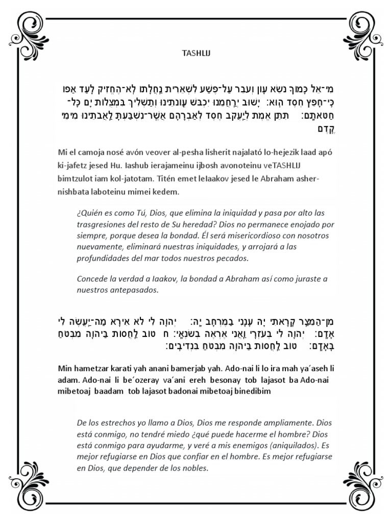 Ritual de Tashlij: Reflexión y Perdón | PDF | Pecado | Lenguas de Israel