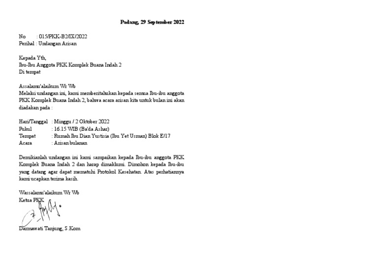 Undangan Arisan PKK | PDF