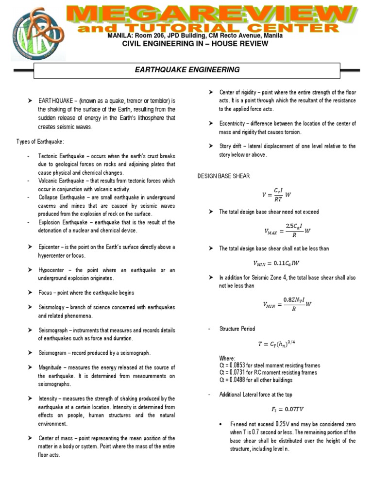 Center of Rigidity in Earthquake Design | PDF | Earthquakes | Geophysics