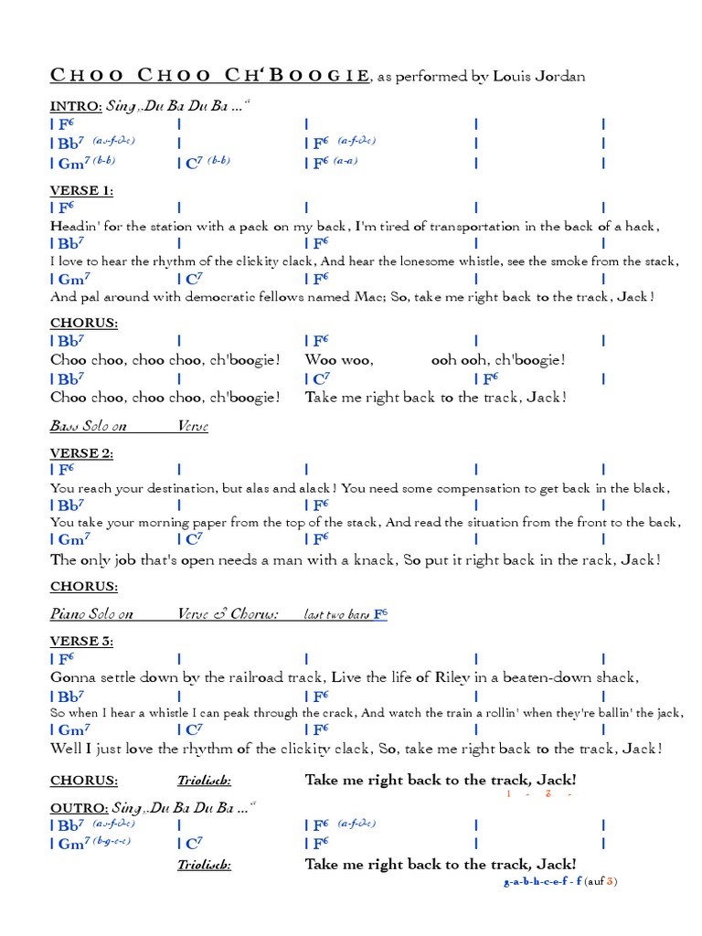 Choo Choo Ch'Boogie (Lyrics & Chords) | PDF | Song Structure | Musical ...