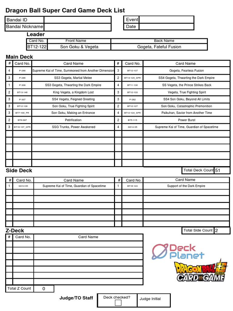 Midnight Fusion - DECKLIST | PDF | Dragon Ball