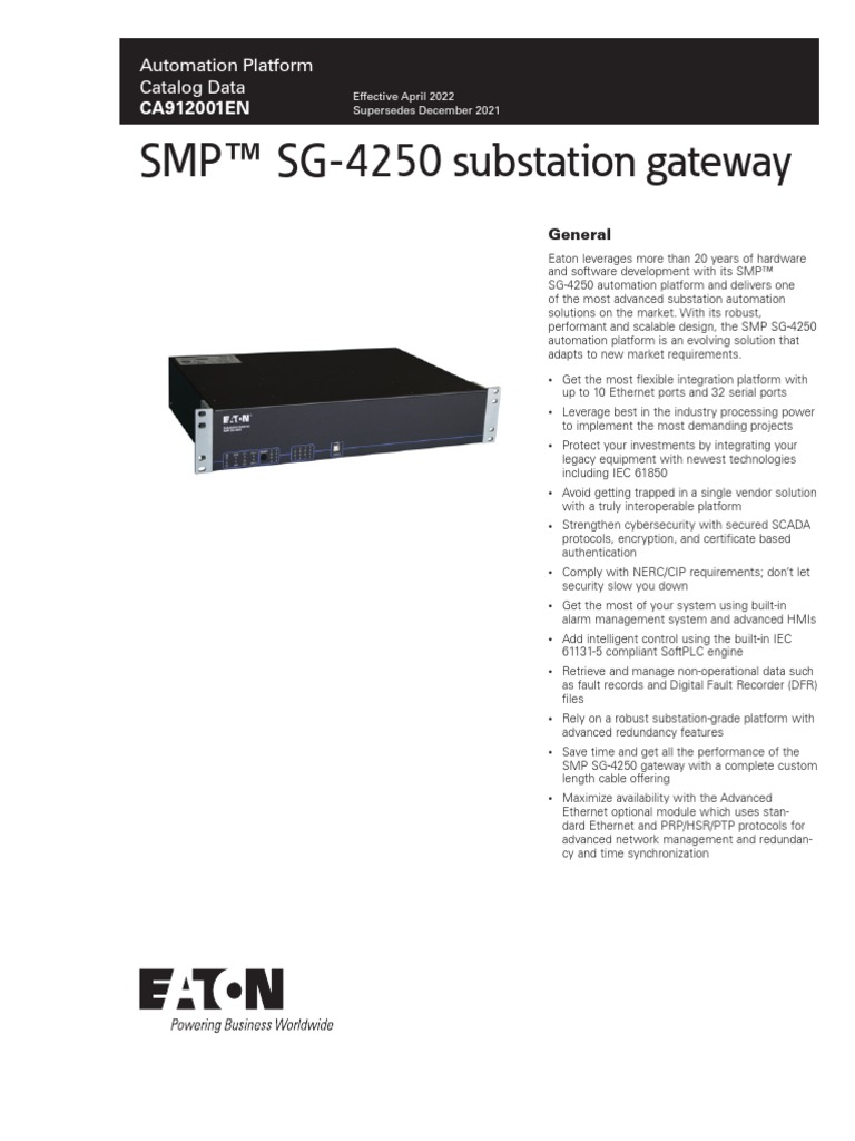 SMP SG 4250 Substation Gateway Ca912001en | PDF | Hertz | Electromagnetic Compatibility