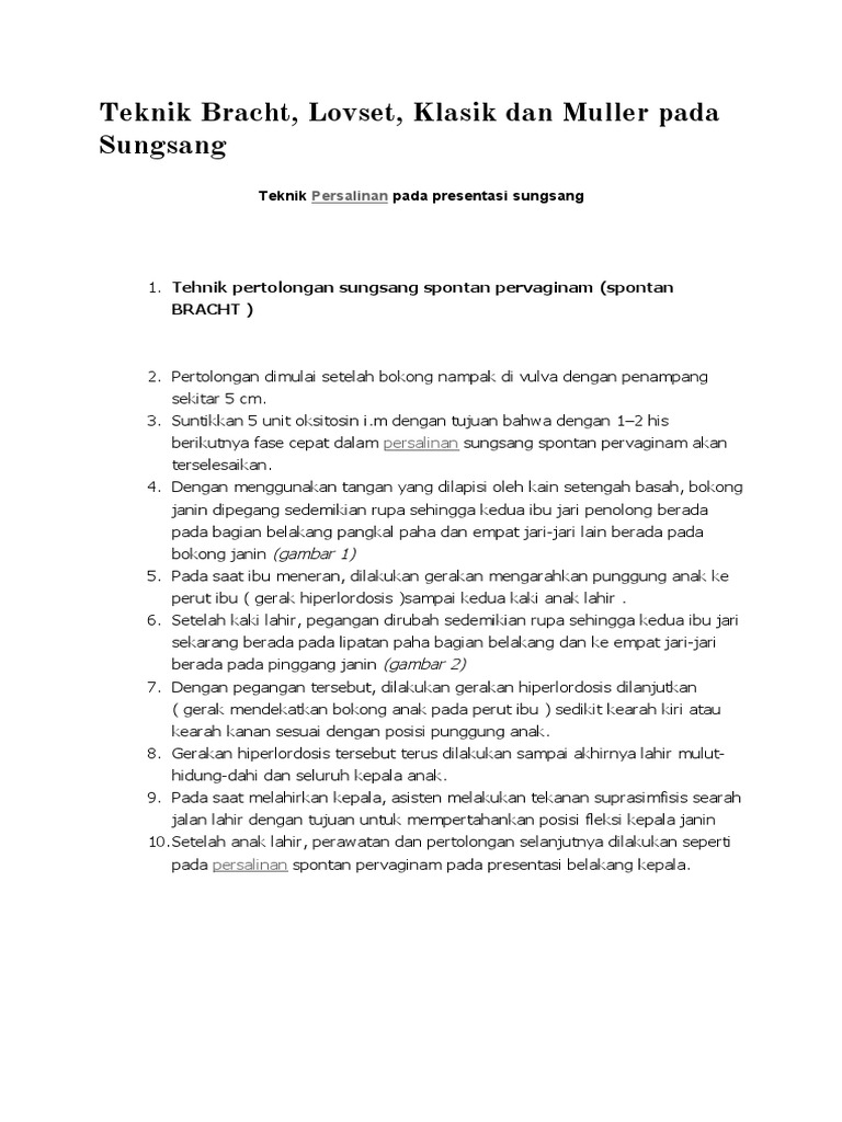 Teknik Bracht dan Lovset pada Sungsang | PDF | Kesehatan Holistik ...