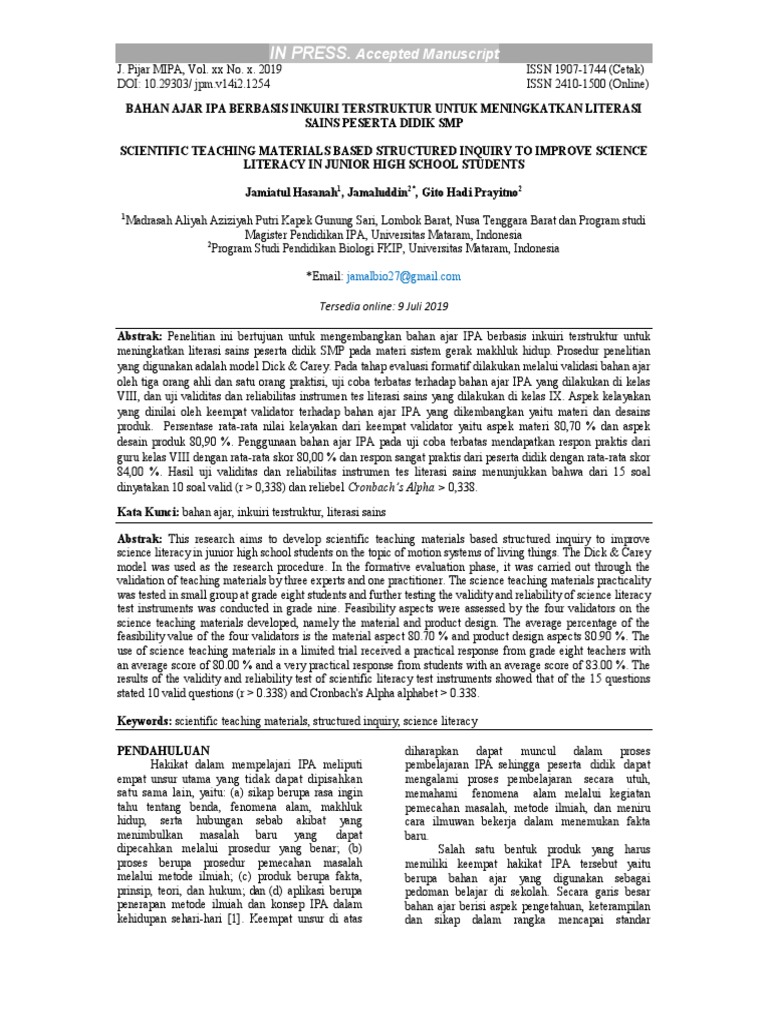 Bahan Ajar IPA Berbasis Inkuiri Terstruktur Untuk | PDF