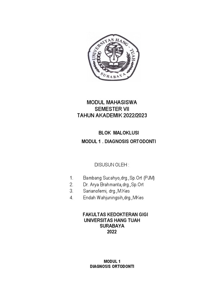 Modul Mahasiswa Maloklusi 2022 | PDF