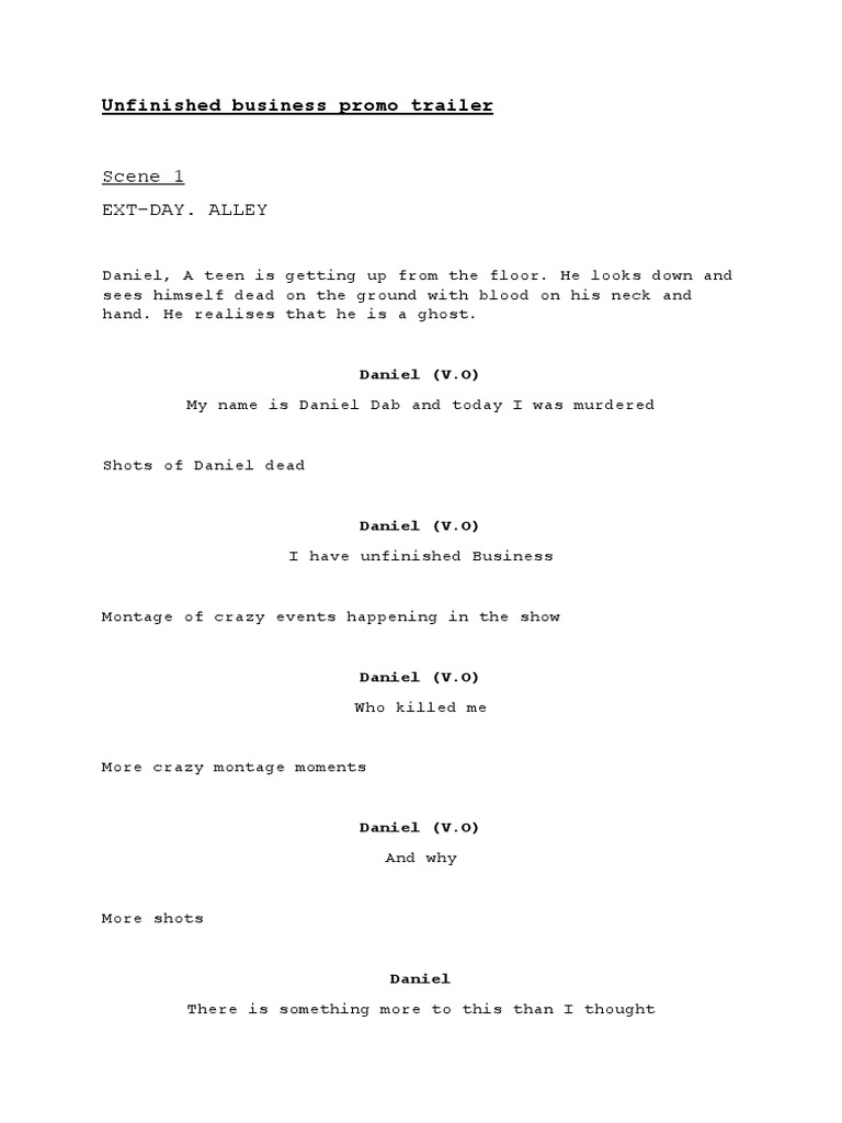 Unfinished Business Script | PDF