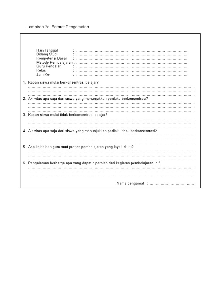 Format Angket Lesson Study | PDF