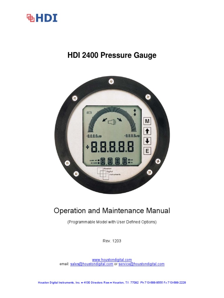 HDI 2400 Programmable Gauge Manual1 | PDF | Calibration | Pressure ...
