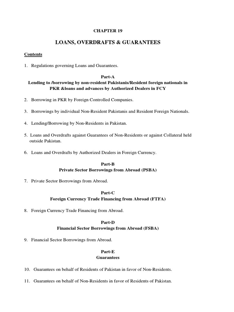 Foreign Exchange Manual of State Bank of Pakistan (Chapter 19) | PDF | Loans | Debt