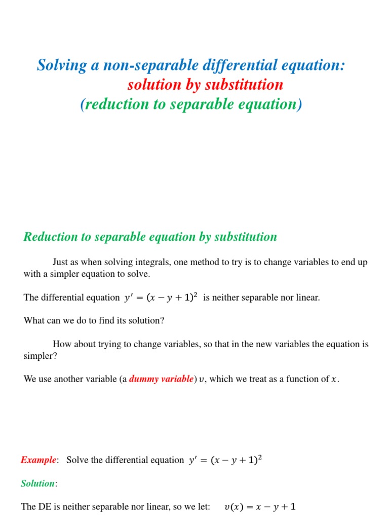 Diffy Qs Solution by Substitution (2) (1) Duwa | PDF | Equations ...