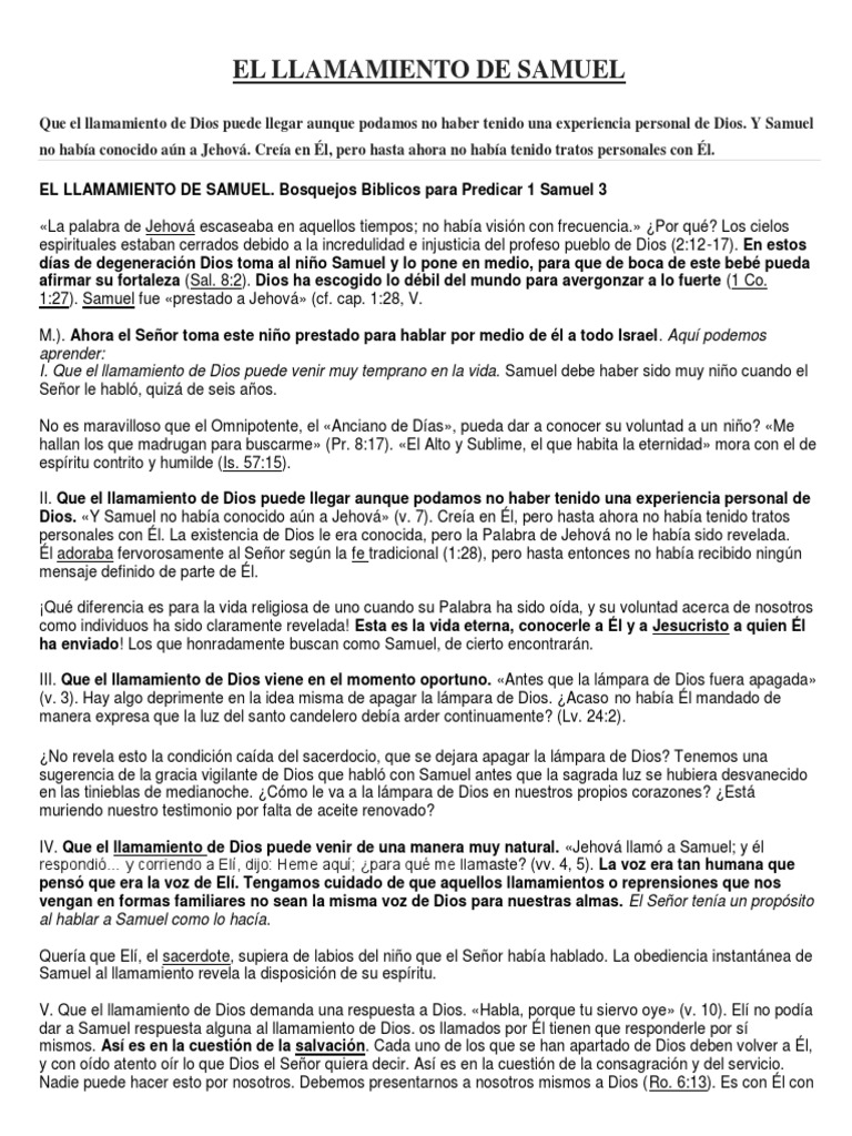 El Llamamiento de Samuel | PDF | Dios | Sacerdote