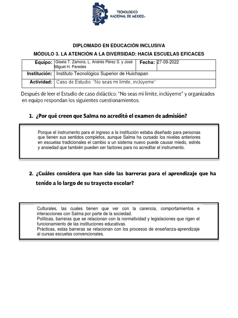 Perez Sanchez Luis Andres - M3 - Act02 - Caso - de - Estudio | Descargar gratis PDF | Inclusión ...