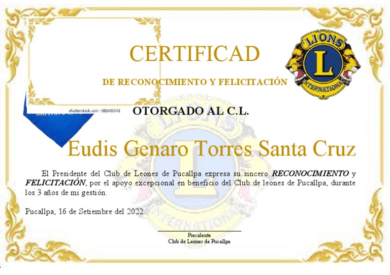 Certificado Club Leones | PDF
