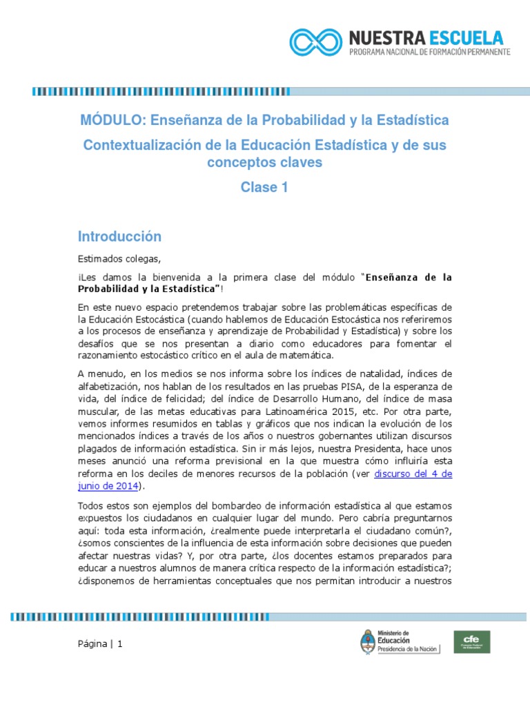 Estad Stica Clase1 Julio 2015 1 | PDF | Estadísticas | Science