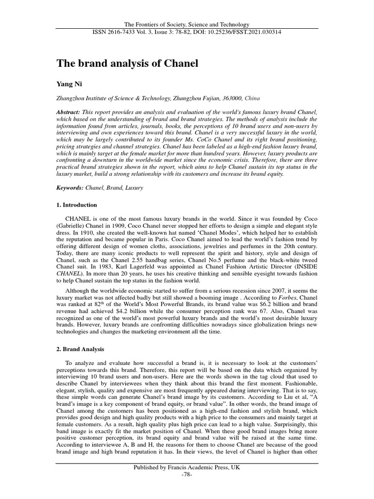 The Brand Analysis of Chanel | PDF | Brand | Luxury Goods