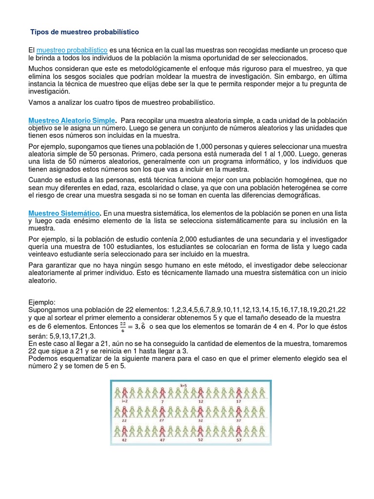 Tipos de Muestreo Probabilístico | PDF | Muestreo (Estadísticas ...