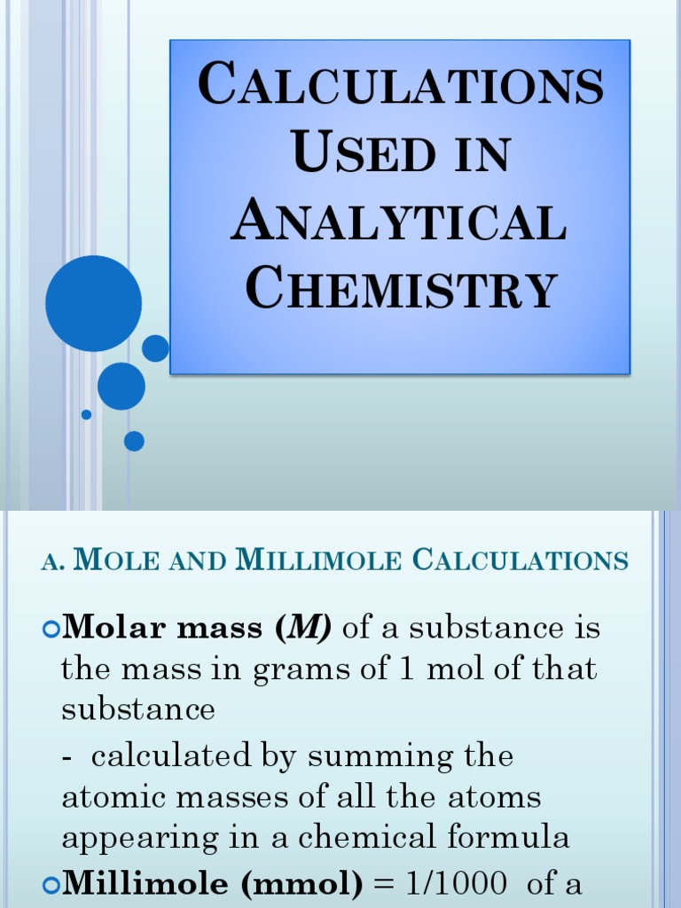 Calculations and Methods for Expressing Concentration in Analytical ... Calculations and Methods for Expressing Concentration in Analytical ...