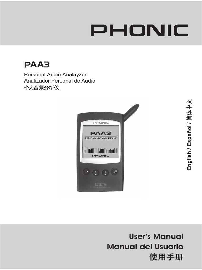 PAA3 Personal Audio Analyzer Manual | PDF
