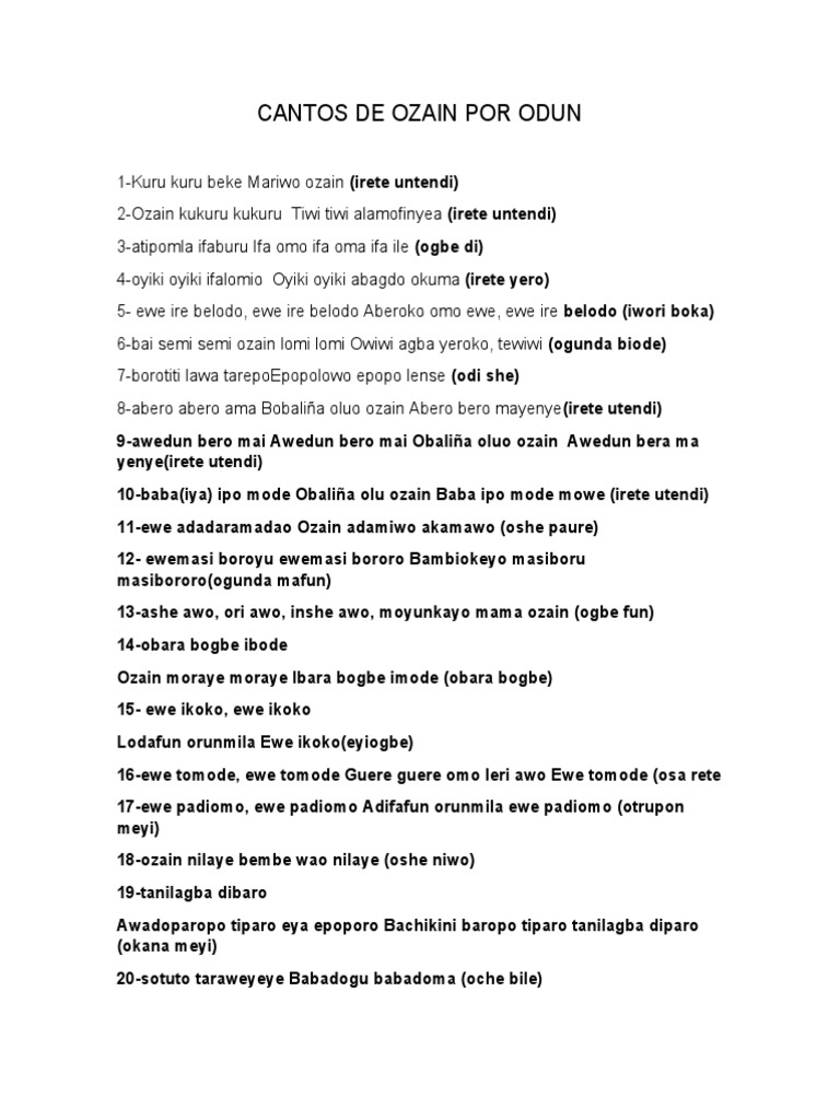 Cantos de Ozain Por Odun | PDF | Santeria