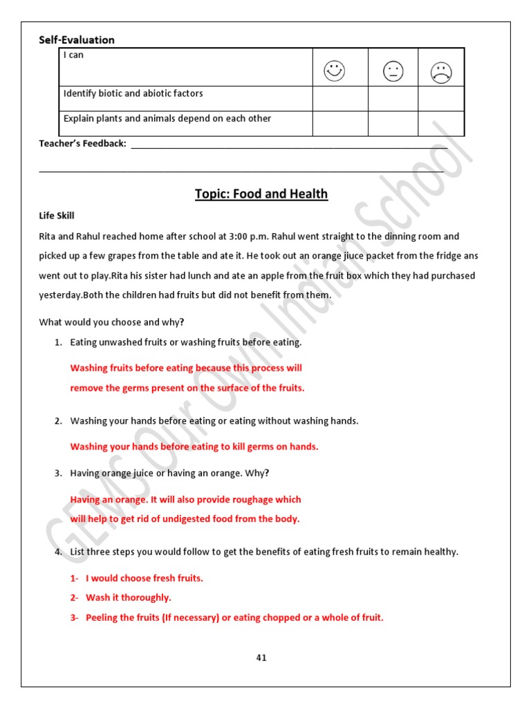 Answer Key-Worksheet Booklet - Good Health PG 41-48 | PDF ...