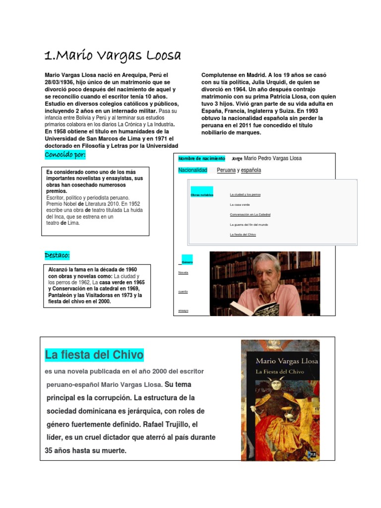 Biografia de Mario Vargas Loosa | PDF