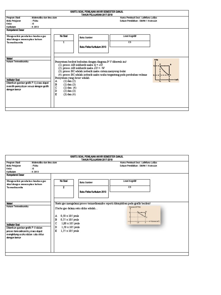 KARTU SOAL PAS XI 5smt Gnjil | PDF