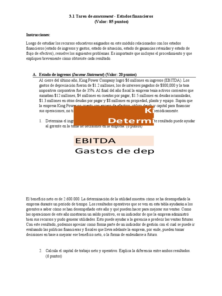 #M3 Estados Financieros Tarea 3-1 | PDF | Marketing | Capital de trabajo