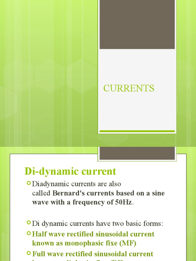Diadynamic Currents in Electrotherapy | PDF | Pain | Axon