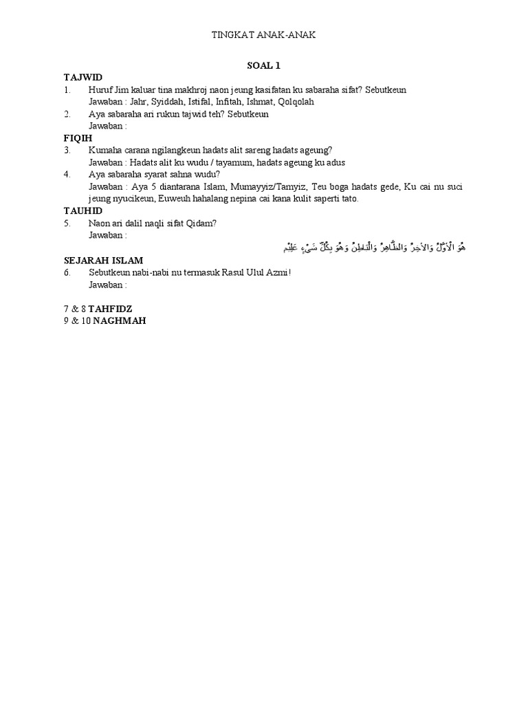 Soal MCC Anak | PDF