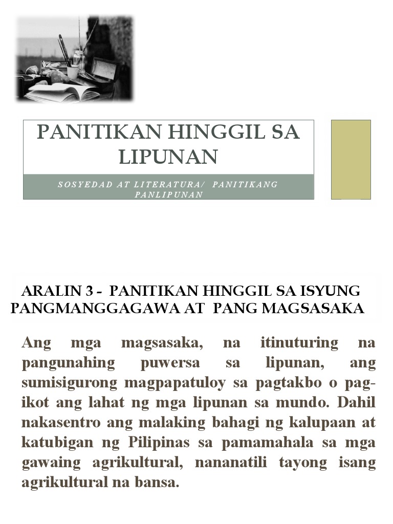 Panitikan Hinggil Sa Lipunan | PDF