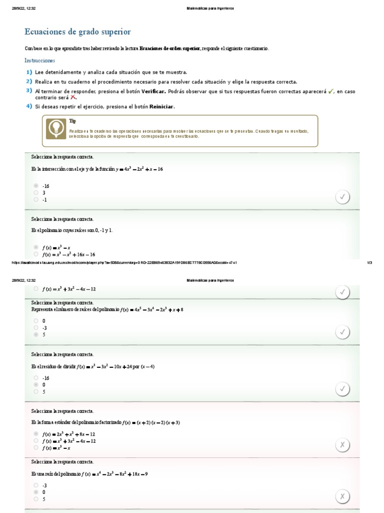 Ejercicio 3 Ecuaciones de Grado Superior Matemáticas para Ingenieros v2 - Álgebra | Descargar ...