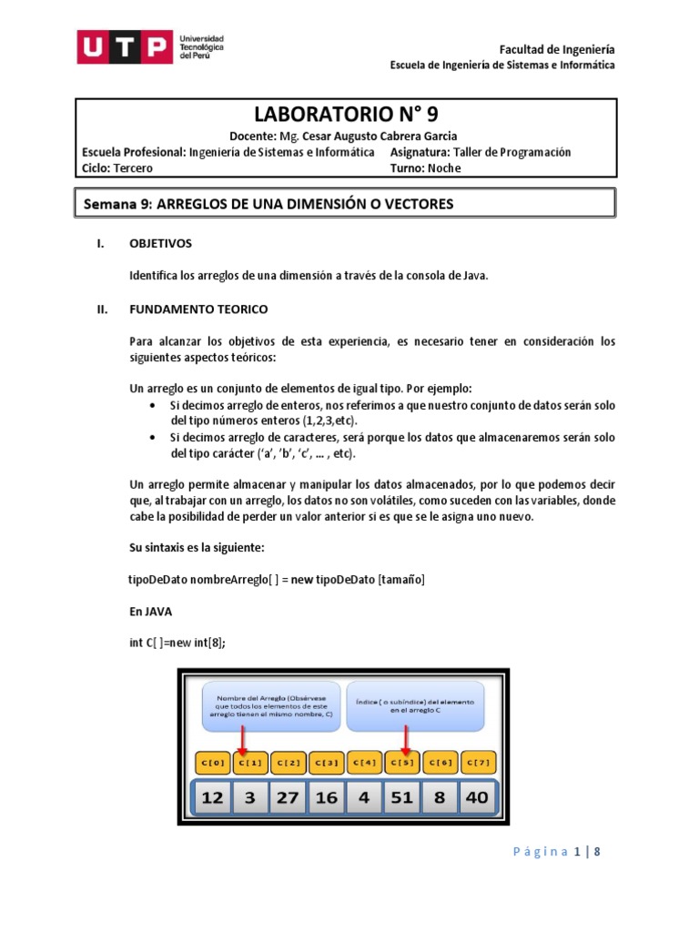 S09.s2-Guia de Laboratorio 9 | PDF | Estructura de datos de matriz | Java (lenguaje de programación)