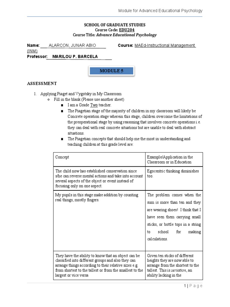 EDU 204 - Module 5 Assessment | PDF | Learning | Educational Psychology
