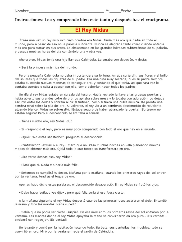 Lectura El Rey Midas | PDF