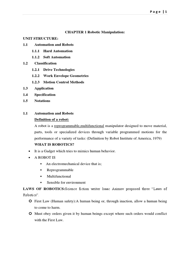 Unit 1 Robotics | PDF | Actuator | Cartesian Coordinate System Unit 1 Robotics | PDF | Actuator | Cartesian Coordinate System
