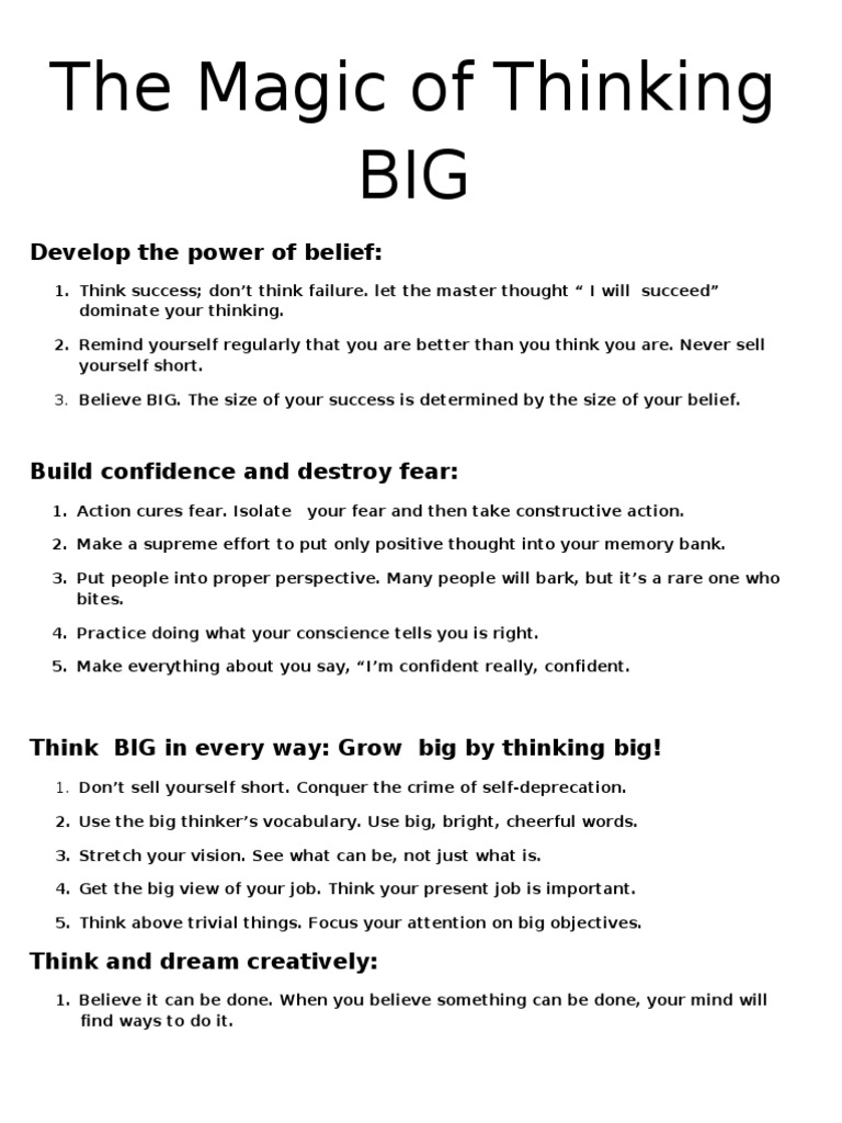 The Magic of Thinking BIG | PDF | Thought | Mind