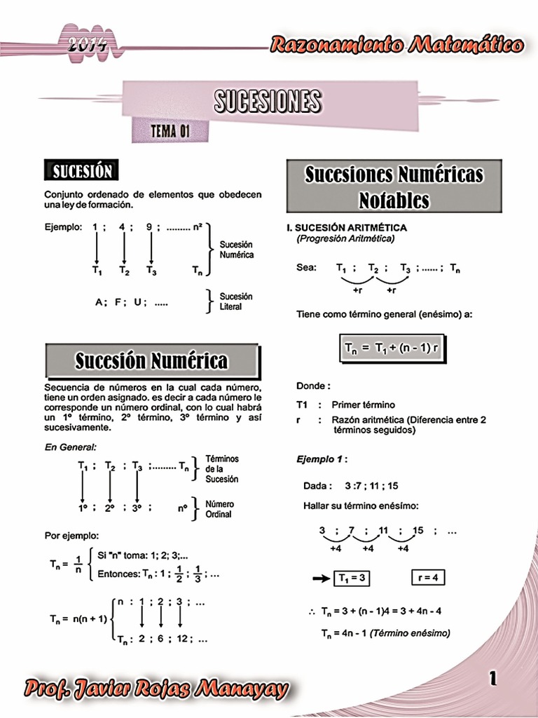 SUCESIONES | PDF | Estructuras matemáticas | Matemática Elemental