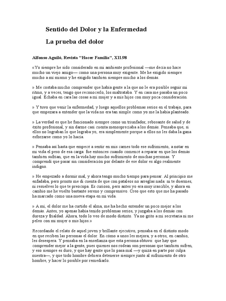 Sentido Del Dolor y La Enfermedad | PDF | Sufrimiento | Cristo (título)