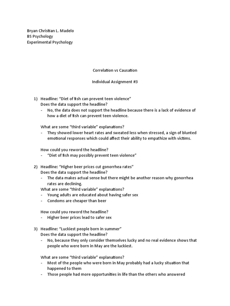 Psychology Students' Headline Analysis | PDF | Adolescence | Causality