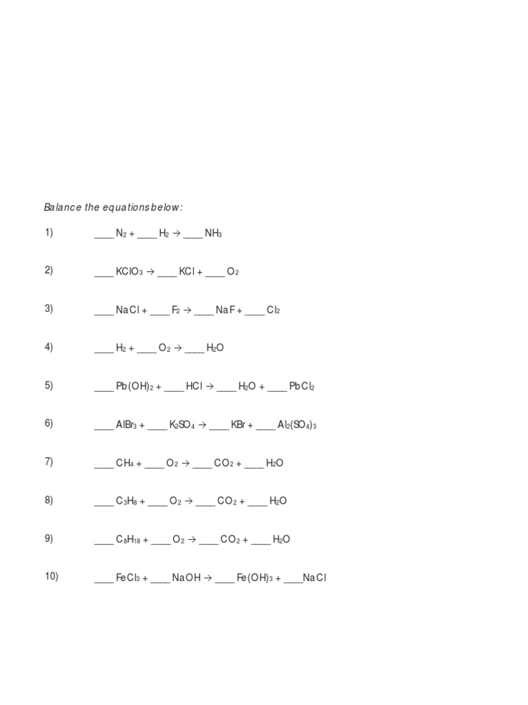 Balancing Chemical Equations | PDF | Ciencia y matemáticas