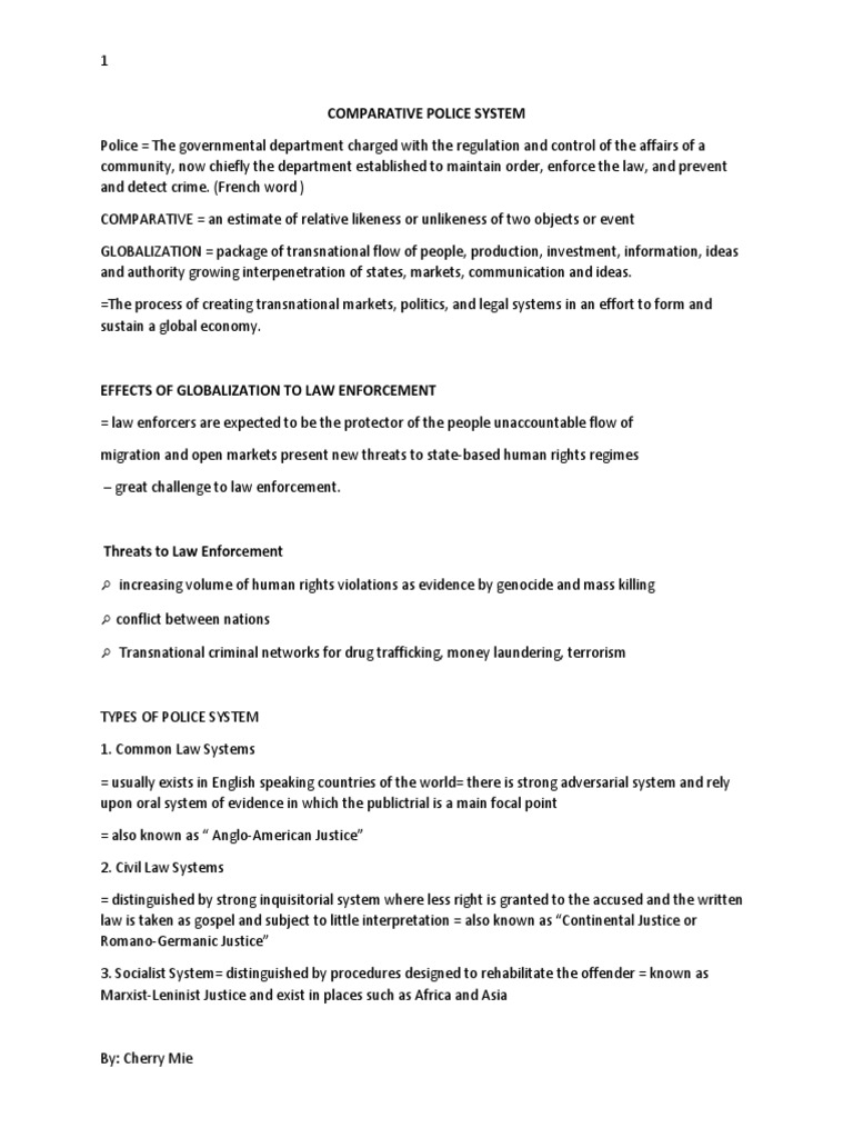 Comparative Police System To Be Printed | PDF | Police | Inspector