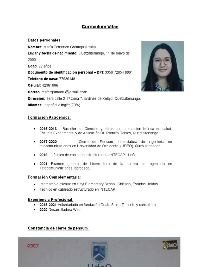 Curriculum Vitae Maria Fernanda Gramajo | PDF