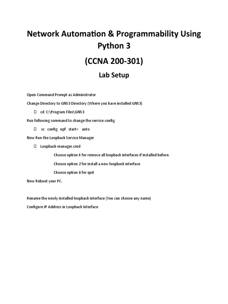 Automation Lab Setup Pdf Command Line Interface Python Programming Language