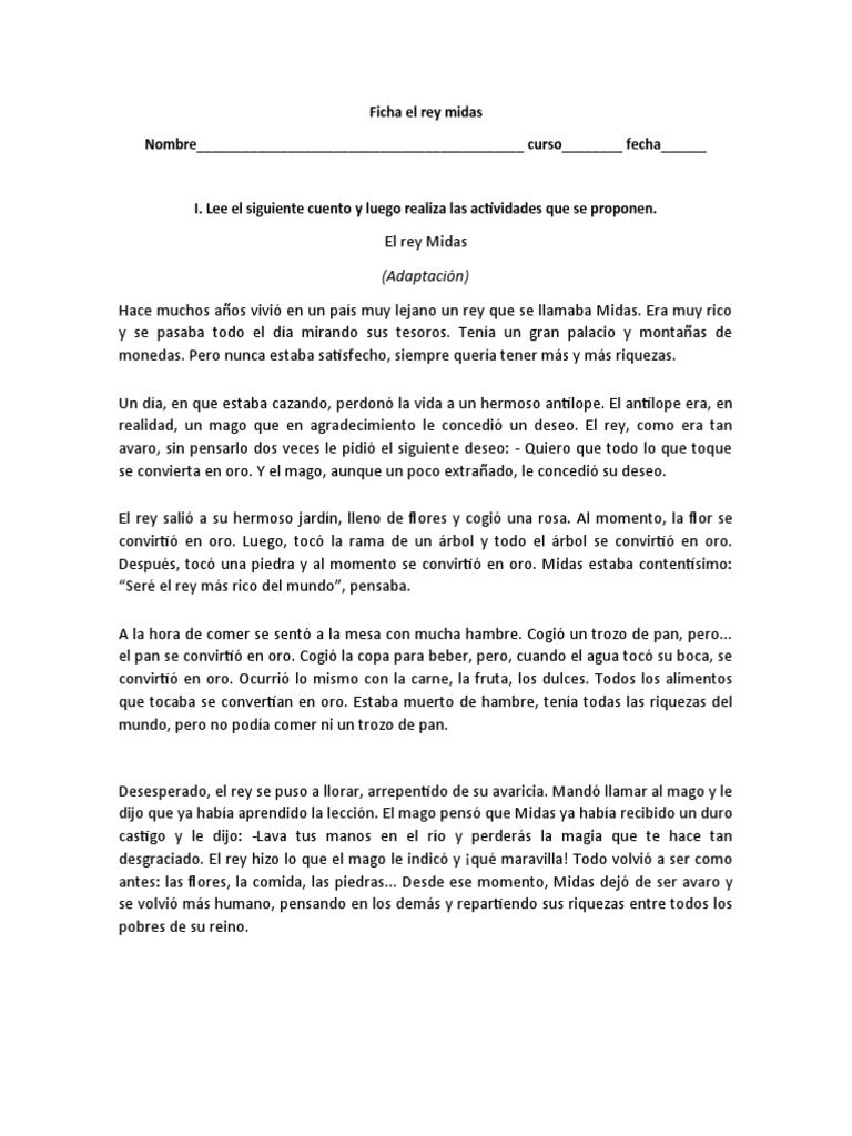 Ficha El Rey Midas | PDF | Color
