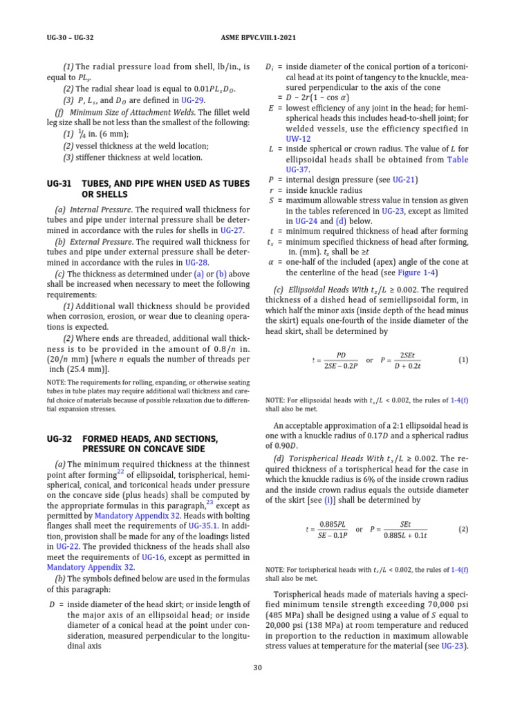 Asme BPVC 2021 Section Viii Div. 1-2 - Ug-32 | PDF | Sphere | Pipe ...