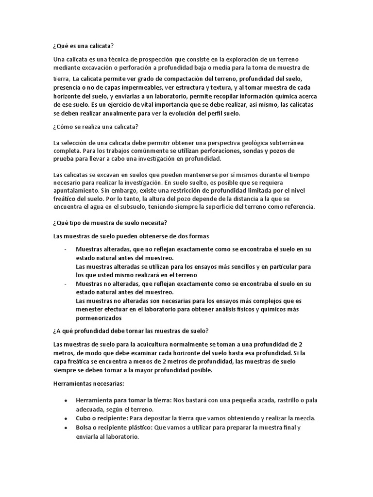 Cómo realizar una calicata: una guía completa sobre esta técnica de ...