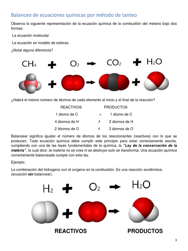 Balanceo Por Tanteo | PDF | Estequiometría | Cambio