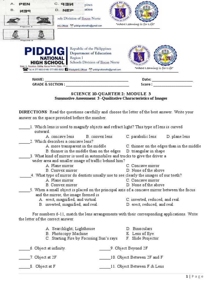 Science 10-Quarter 2 | PDF | Mirror | Reflection (Physics)
