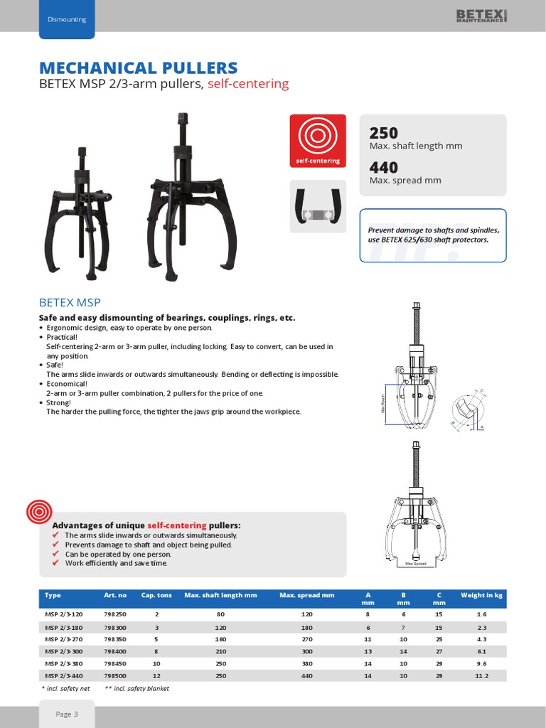 BETEX MSP Pullers Overview | PDF | Tools | Mechanical Engineering